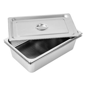 3 Pack Perforated Steam Pan with Lid Set, Full Size Hotel Pan Include Full Size Pan Steam Table Pan Cover Restaurant Supplies for Kitchen,Food Warmer (4inch+6inch)