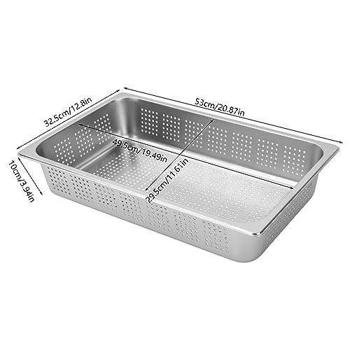 3 Pack Perforated Steam Pan with Lid Set, Full Size Hotel Pan Include Full Size Pan Steam Table Pan Cover Restaurant Supplies for Kitchen,Food Warmer (4inch+6inch)