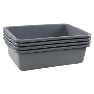 drephia 4 pack commercial utility bus boxes, 23 l plastic bus tubs, gray