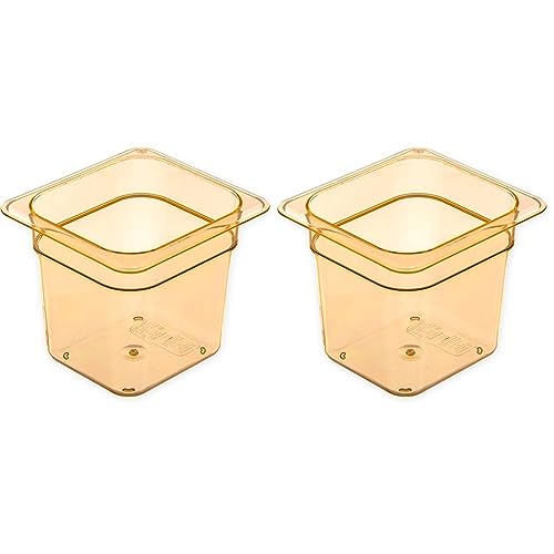 Carlisle FoodService Products 3088513 StorPlus High Heat Food Pan, 6" Deep, Sixth Size, Amber (Pack of 2)