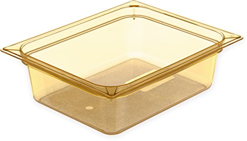 Carlisle FoodService Products 10421B13 StorPlus High Heat Food Pan, 4" Deep, Half Size, Amber (Pack of 2)