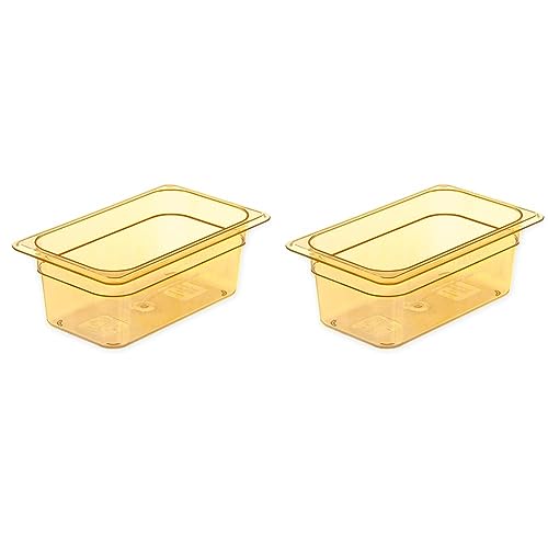 Carlisle FoodService Products 3088113 StorPlus High Heat Food Pan, 4" Deep, Quarter Size, Amber (Pack of 2)