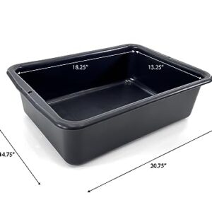 Bus Tub Large Commercial | Bus Box 20" x 15" x 6" | Dark Gray Polypropylene Plastic. (4 Pack)