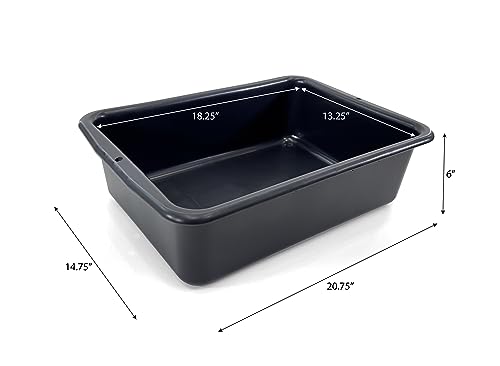 Bus Tub Large Commercial | Bus Box 20" x 15" x 6" | Dark Gray Polypropylene Plastic. (4 Pack)