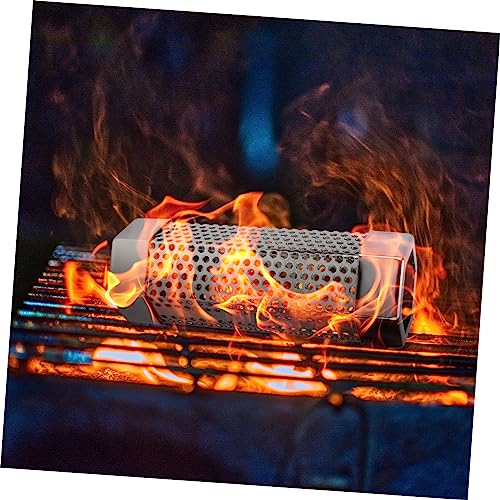 Yardwe 1 Set Smoker Wood Pellet Outdoor Gas Grill Gas Grill Accessories Bbq Wood Pellet Tube Smoker Barbecue Smoker Tube Gas Grills Sturdy Barbecue Tool Stainless Steel Smoker Pipe Silver