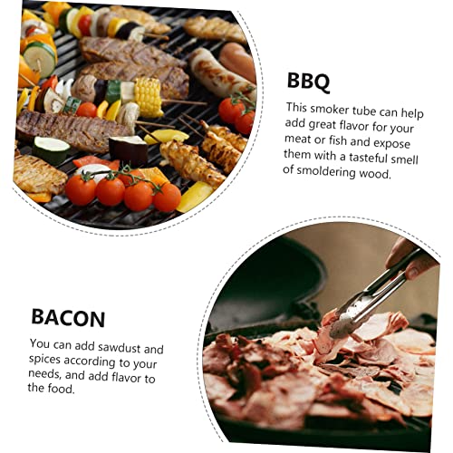 Yardwe 1 Set Smoker Wood Pellet Outdoor Gas Grill Gas Grill Accessories Bbq Wood Pellet Tube Smoker Barbecue Smoker Tube Gas Grills Sturdy Barbecue Tool Stainless Steel Smoker Pipe Silver