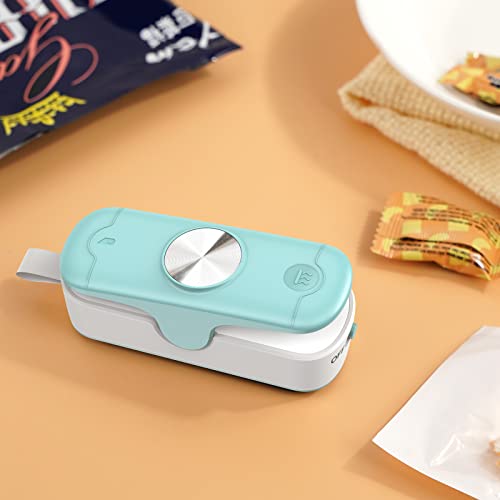 FEPPO Mini Bag Sealer, 2 in 1 Bag Sealer Heat Seal with Cutter, Portable Food Sealer Mini Sealing Machine Kitchen Gadget For Chip Bags Plastic Bags Food Storage (Battery Included)