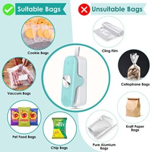 FEPPO Mini Bag Sealer, 2 in 1 Bag Sealer Heat Seal with Cutter, Portable Food Sealer Mini Sealing Machine Kitchen Gadget For Chip Bags Plastic Bags Food Storage (Battery Included)