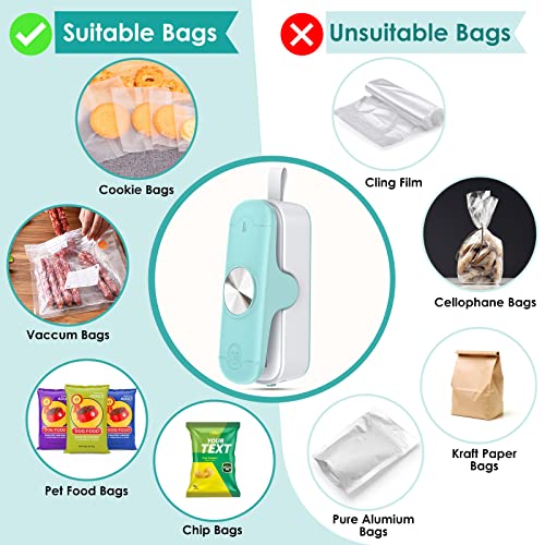 FEPPO Mini Bag Sealer, 2 in 1 Bag Sealer Heat Seal with Cutter, Portable Food Sealer Mini Sealing Machine Kitchen Gadget For Chip Bags Plastic Bags Food Storage (Battery Included)