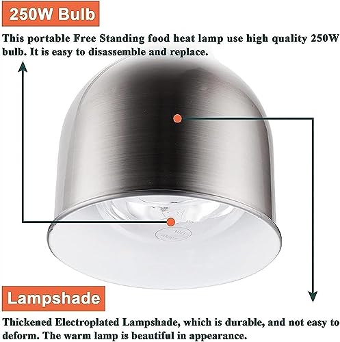 Commercial Kitchen Warming Lamp, Portable Food Heat Lamp Food Warmer, Single/Double Buffet Sculpture Ramp Show Heating Conservation Light, Display Heating Preservation Light (Size : A)