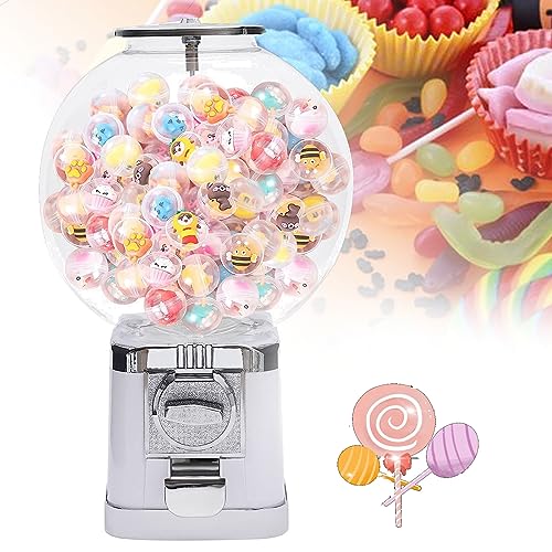 Mechanical Candy Vending Machine(Only Machine), Household Coin Glue Ball Machine(Only Machine) with 17*17cm Base Diameter 30cm White, Candy Gumball Machine Prize Machine Gumball Bank for Game Stores A