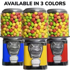 Gumball Machine for Kids - Yellow Vending Machine with Stand and Cylinder Globe - Bubble Gum Vending Machine and Black Metal Stand Bundle - Coin Gumball Machine