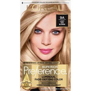 l'oreal paris superior preference fade-defying + shine permanent hair color, 9a light ash blonde, pack of 1, hair dye