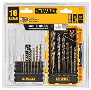 dewalt - dew-dw1956 drill bit set with pilot point, 16-piece (dw1956)