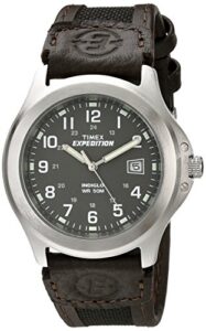 timex men's t40091 expedition metal field black/brown nylon/leather strap watch