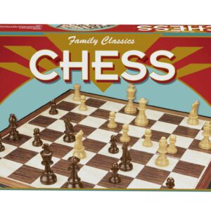 Family Classics Chess by Pressman - with Folding Board and Full Size Chess Pieces