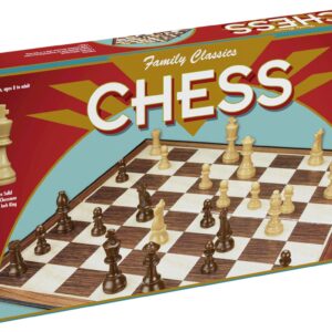 Family Classics Chess by Pressman - with Folding Board and Full Size Chess Pieces