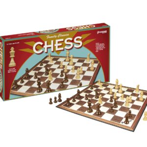 Family Classics Chess by Pressman - with Folding Board and Full Size Chess Pieces