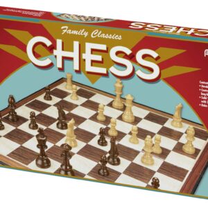 Family Classics Chess by Pressman - with Folding Board and Full Size Chess Pieces