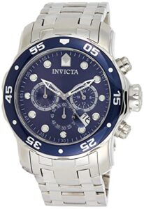 invicta men's 0070 "pro diver collection" stainless steel and blue dial watch