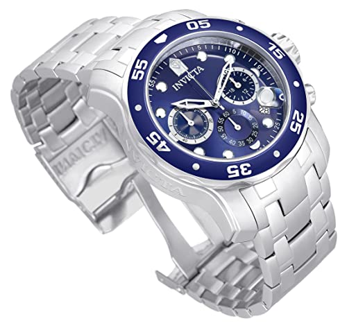 Invicta Men's 0070 "Pro Diver Collection" Stainless Steel and Blue Dial Watch