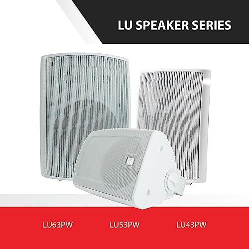 Dual Electronics LU43PW 3-Way High Performance Outdoor Indoor Speakers with Powerful Bass | Effortless Mounting Swivel Brackets | All Weather Resistance | Expansive Stereo Sound Coverage | Sold in Pairs, White