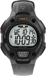 timex men's t5e901 ironman classic 30 gray/black resin strap watch, black/gray/orange accent, one size