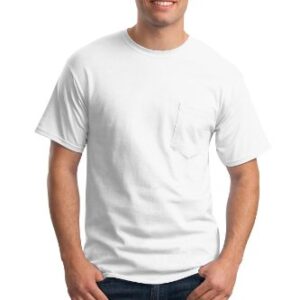 Hanes TAGLESS 6.1 Short Sleeve Tee with Pocket, L-White