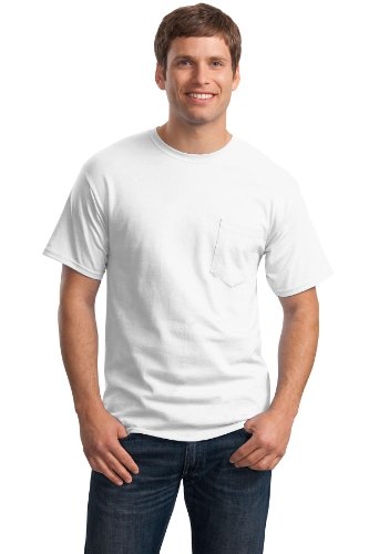 Hanes TAGLESS 6.1 Short Sleeve Tee with Pocket, L-White