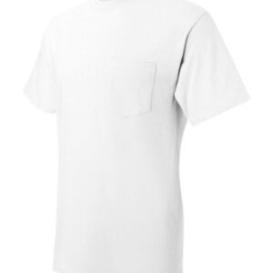 Hanes TAGLESS 6.1 Short Sleeve Tee with Pocket, L-White