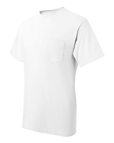 Hanes TAGLESS 6.1 Short Sleeve Tee with Pocket, L-White