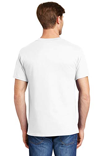 Hanes TAGLESS 6.1 Short Sleeve Tee with Pocket, L-White