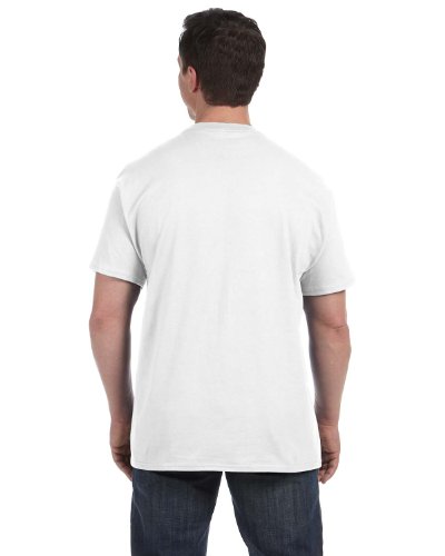 Hanes TAGLESS 6.1 Short Sleeve Tee with Pocket, L-White