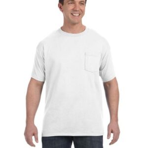 Hanes TAGLESS 6.1 Short Sleeve Tee with Pocket, L-White