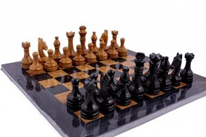 original handmade marble chess set by radicaln - 15" black and golden hand crafted full chess board game sets premium quality