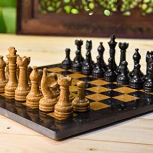 Original Handmade Marble Chess Set by RADICALn - 15" Black and Golden Hand Crafted Full Chess Board Game Sets Premium Quality