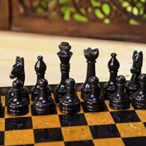 Original Handmade Marble Chess Set by RADICALn - 15" Black and Golden Hand Crafted Full Chess Board Game Sets Premium Quality