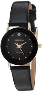 armitron women's 75/2447blk diamond-accented watch with black leather band