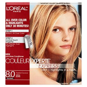 l'oreal paris couleur experte 2-step home hair color and highlights kit, toasted coconut