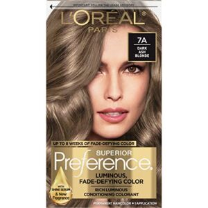 l'oreal paris superior preference fade-defying + shine permanent hair color, 7a dark ash blonde, pack of 1, hair dye