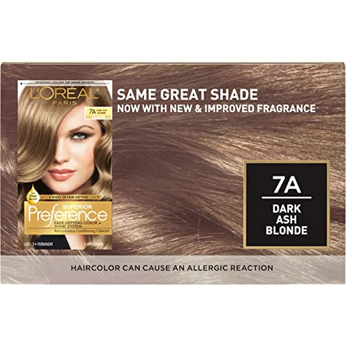 L'Oreal Paris Superior Preference Fade-Defying + Shine Permanent Hair Color, 7A Dark Ash Blonde, Pack of 1, Hair Dye