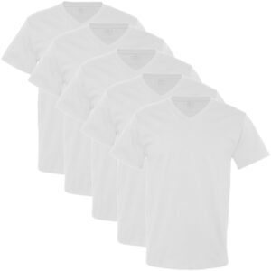 fruit of the loom men's v-neck tee , white, x-large(pack of 5)