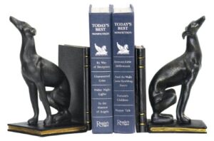 sterling home elk home a-pair black greyhound bookends, 5x9x11