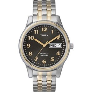 timex men's t26481 charles street two-tone expansion band watch (two tone/black)