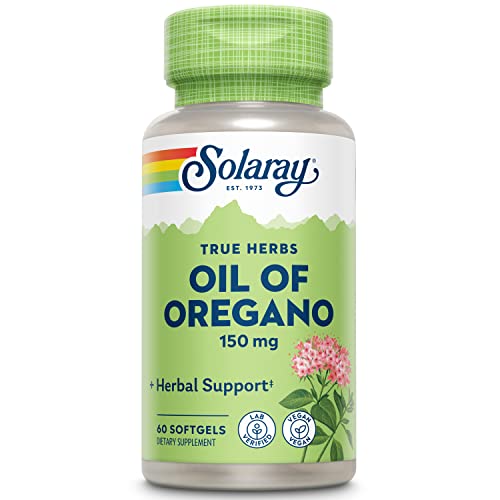 SOLARAY Oil of Oregano 150 mg | Extra Virgin Olive Oil Base | Whole Aerial | Healthy Immune & Intestinal Flora Support | Vegan & Non-GMO | 60 Softgels