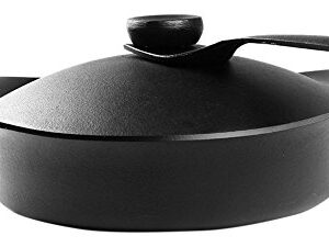 Sori Yanagi 31334220 Nambu Ironware Iron Pot, Shallow Type, 8.7 inches (22 cm), Induction Compatible, Shallow Pot with Iron Lid Handle, 8.7 inches (22 cm), Shallow Type