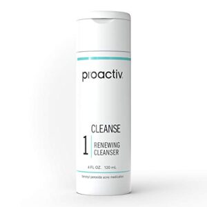 proactiv acne cleanser - benzoyl peroxide face wash and acne treatment - daily facial cleanser and hyularonic acid moisturizer with exfoliating beads - 60 day supply, 4 oz