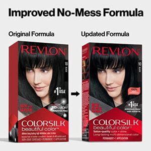 Revlon Permanent Hair Color, Permanent Hair Dye, Colorsilk with 100% Gray Coverage, Ammonia-Free, Keratin and Amino Acids, 20 Brown/Black, 4.4 Oz (Pack of 1)