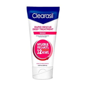 Clearasil Rapid Rescue Deep Treatment Acne Face Wash, Maximum Strenght with 2% Salicylic Acid Acne Medication, Acne Facial Cleanser, 6.78 fl oz