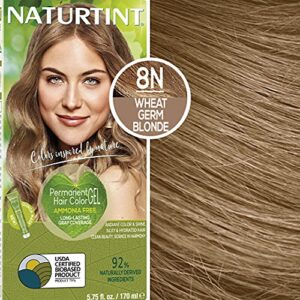 Naturtint Permanent Hair Color 8N Wheat Germ Blonde (Pack of 6), Ammonia Free, Vegan, Cruelty Free, up to 100% Gray Coverage, Long Lasting Results